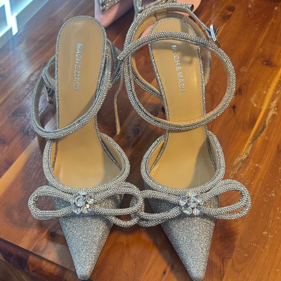MACH & MACH | Shoes | Mach Mach Silver Glitter Womens Heels | Poshmark
